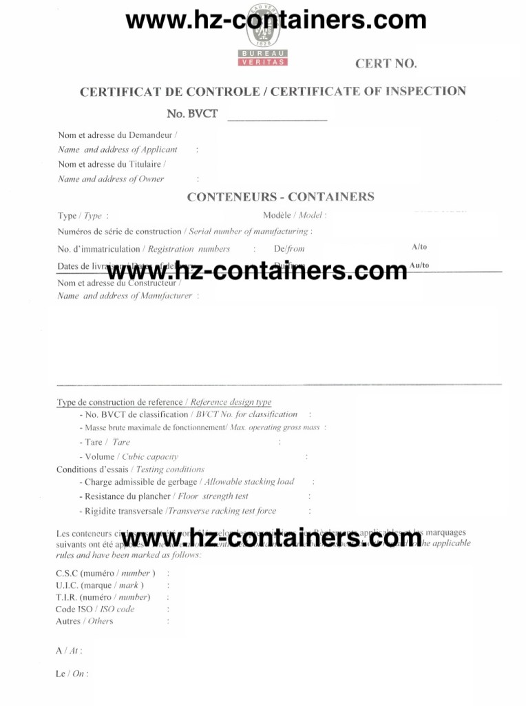 CSC Certificate for shipping container - HZ CONTAINERS.com – HZ ...