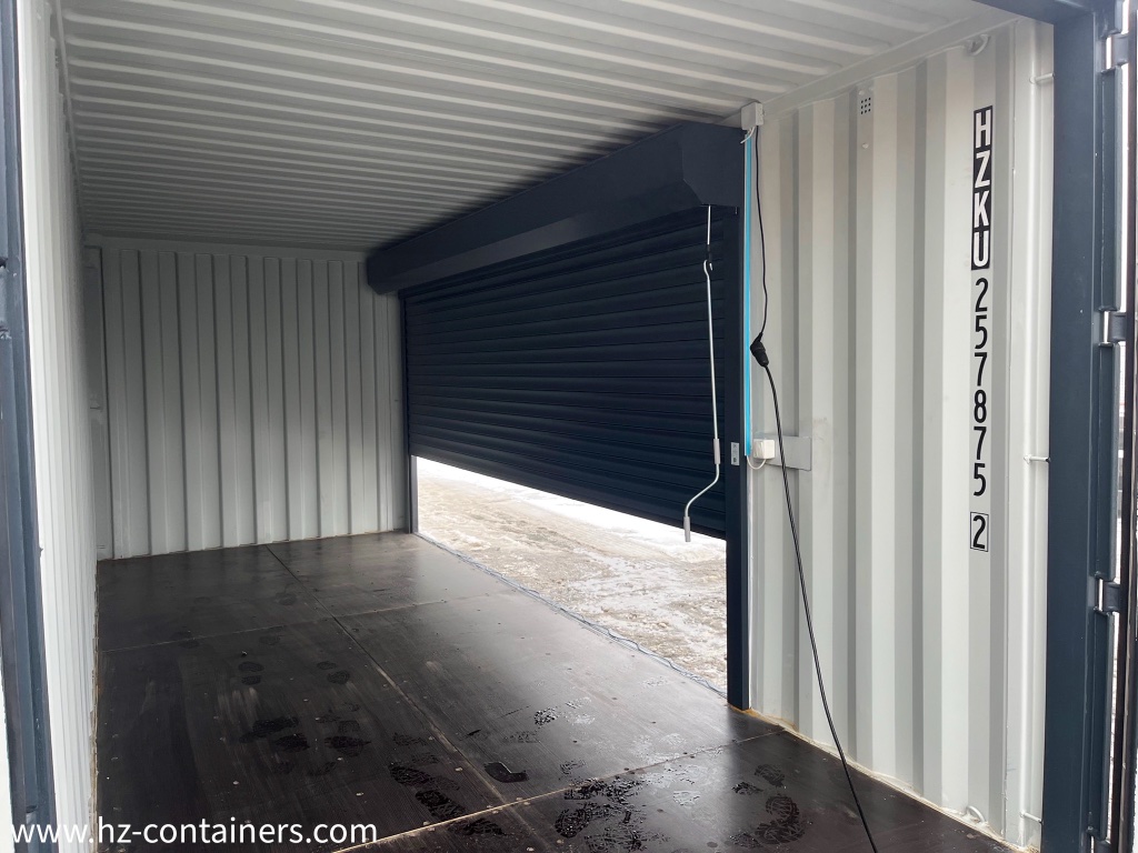 Anthracite painted shipping container with roller shutter and 20 ...