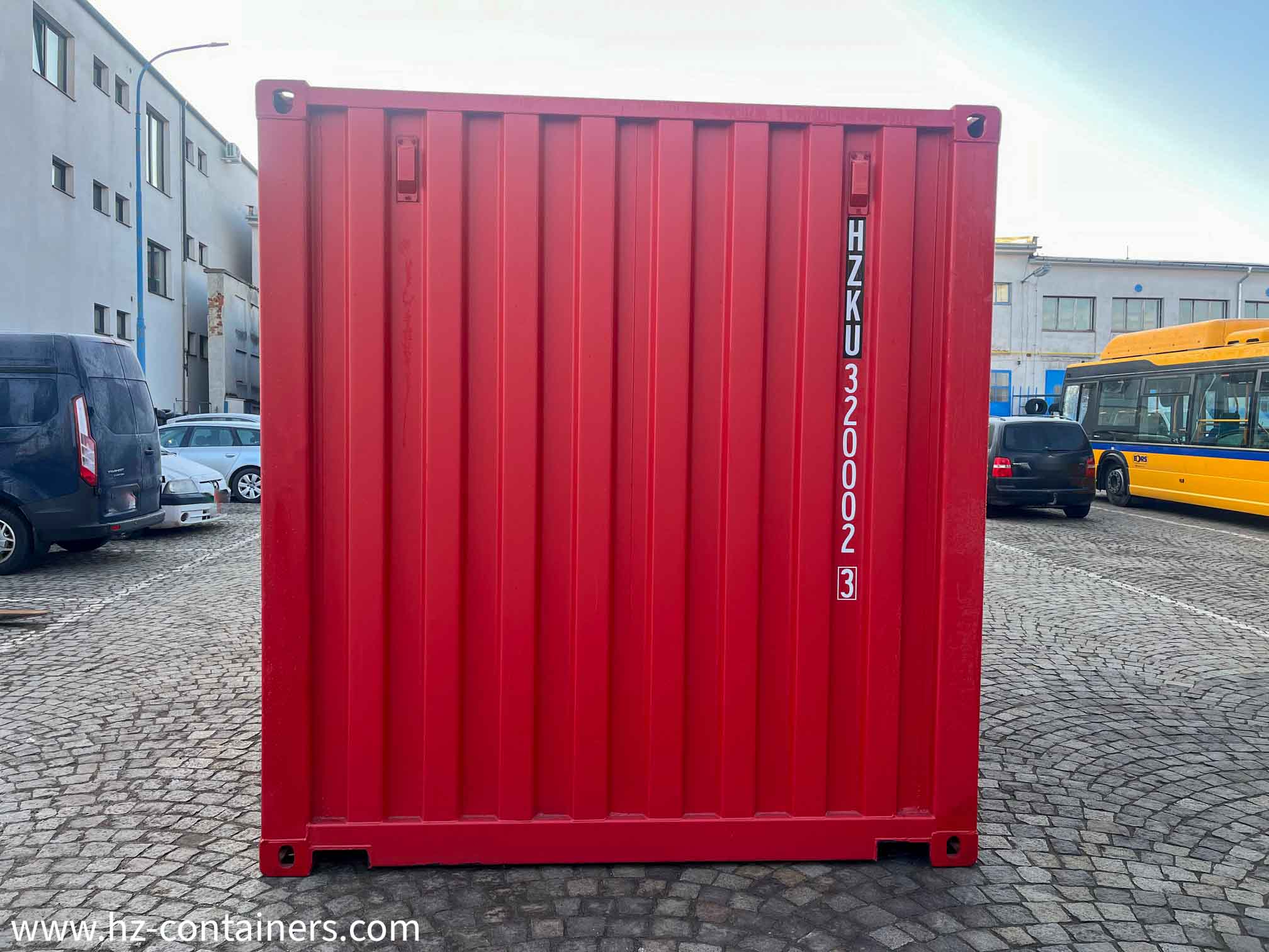 Red 6 m shipping container with garage section, HZKU 320 002-3 - HZ ...