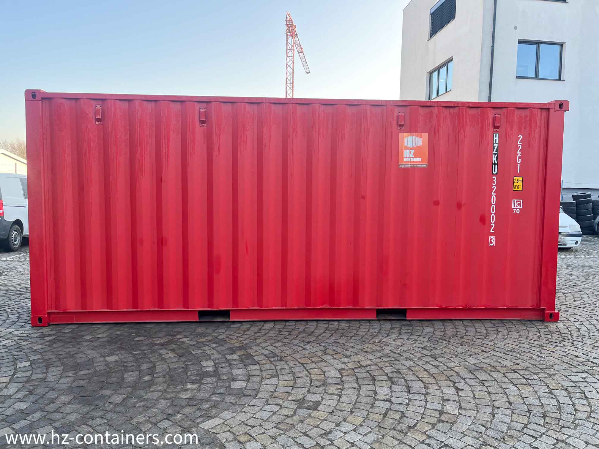Red 6 m shipping container with garage section, HZKU 320 002-3 - HZ ...
