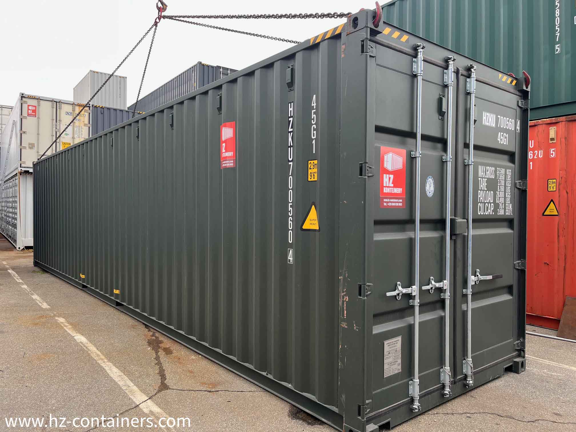 40 HC Schiffscontainer Grün RAL 6007 One Trip, HZKU 700 560-4 - HZ ...